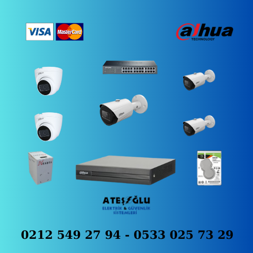 Dahua 2 Mp 5 Kameralı Ip Set